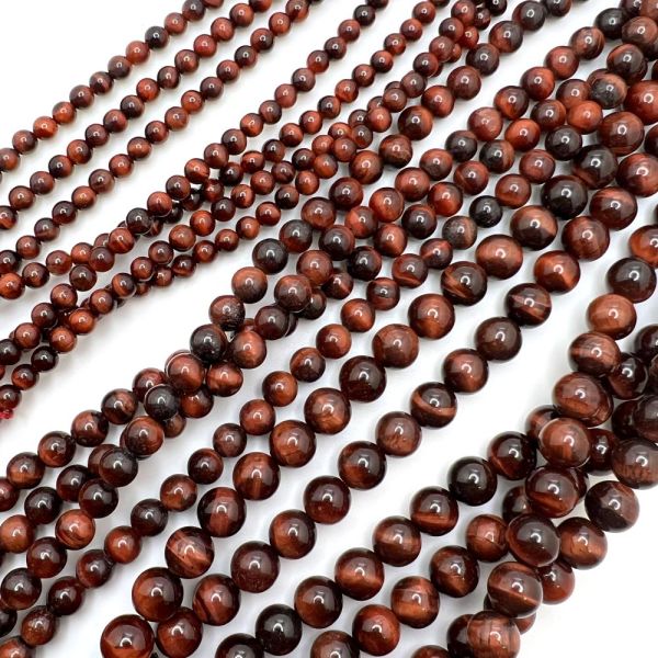 Smooth Round, Red Tiger Eye Beads, Choose Size (16 Strand)