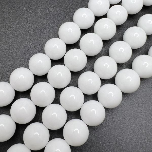 Smooth Round, White Quartz Beads, Choose Size (16 Strand)
