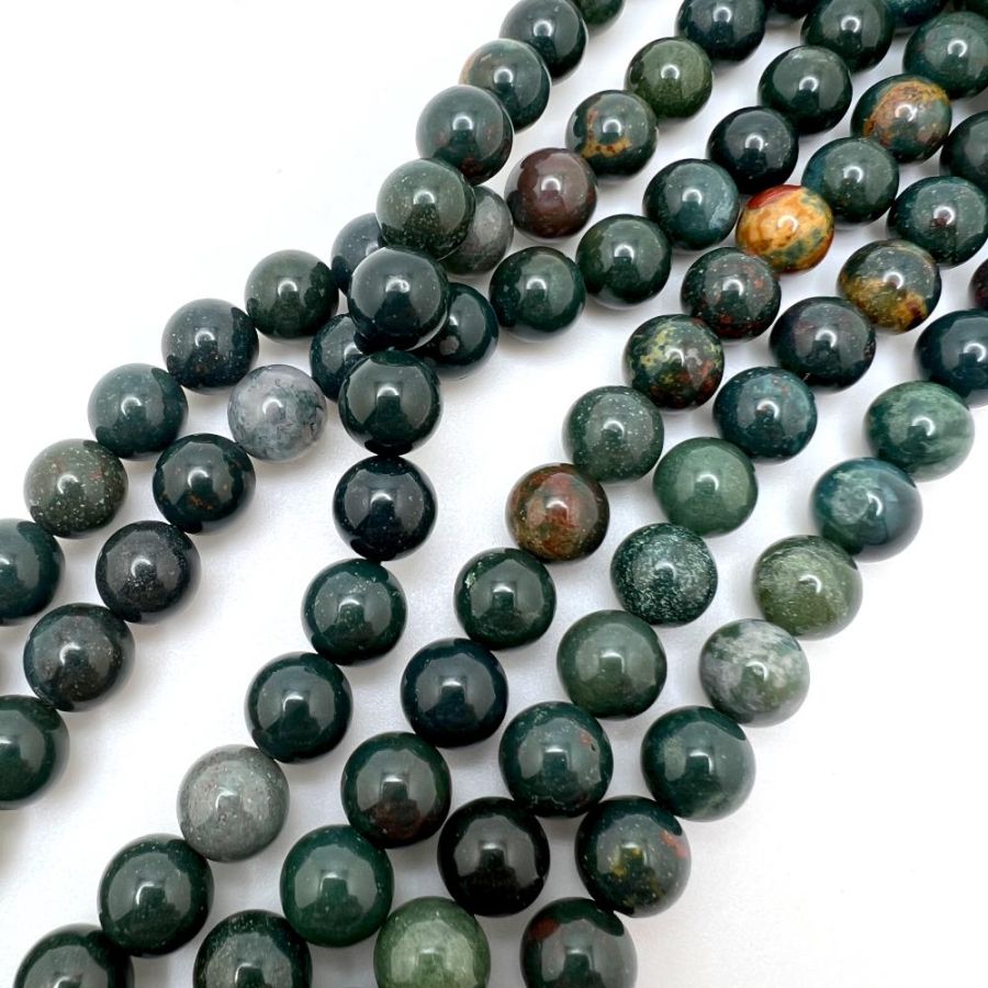 Smooth Round, Bloodstone Beads, Choose Size (16 Strand) | B