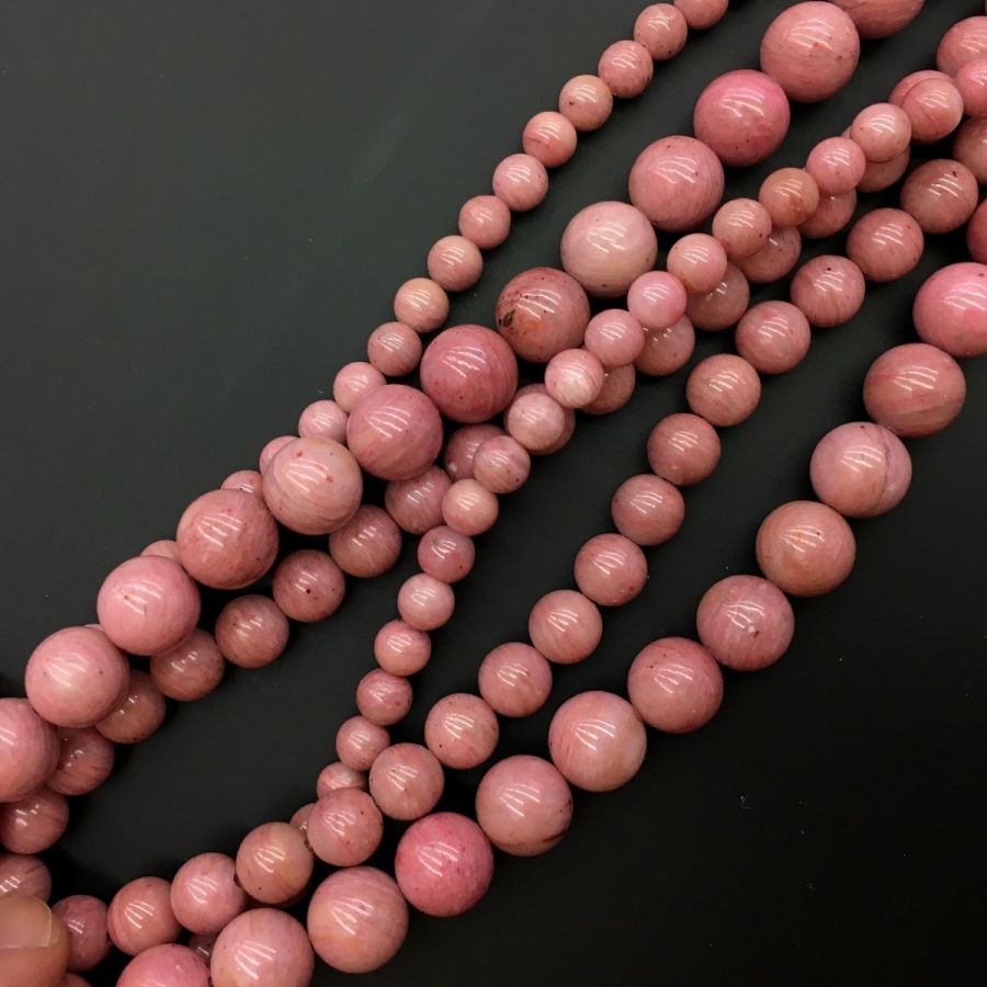 Smooth Round, Rhodonite Beads, Choose Size (16 Strand) | Be